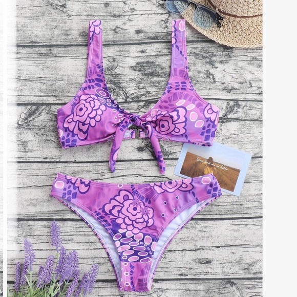 Doris | Swim | Doris Nwt Size Large Purple Floral Bikini Top Bottom ...